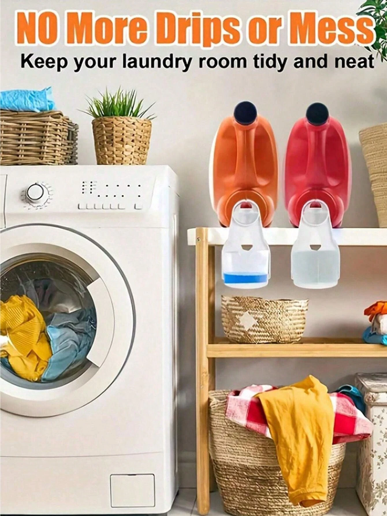 3-In-1 Plastic Laundry Detergent Cup Holder, White Anti-Leak Detergent ...