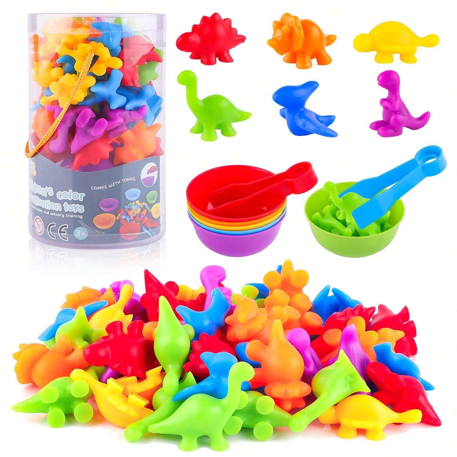56 Pieces Montessori Math Toys, Dinosaur Counting Color Recognition Toy ...