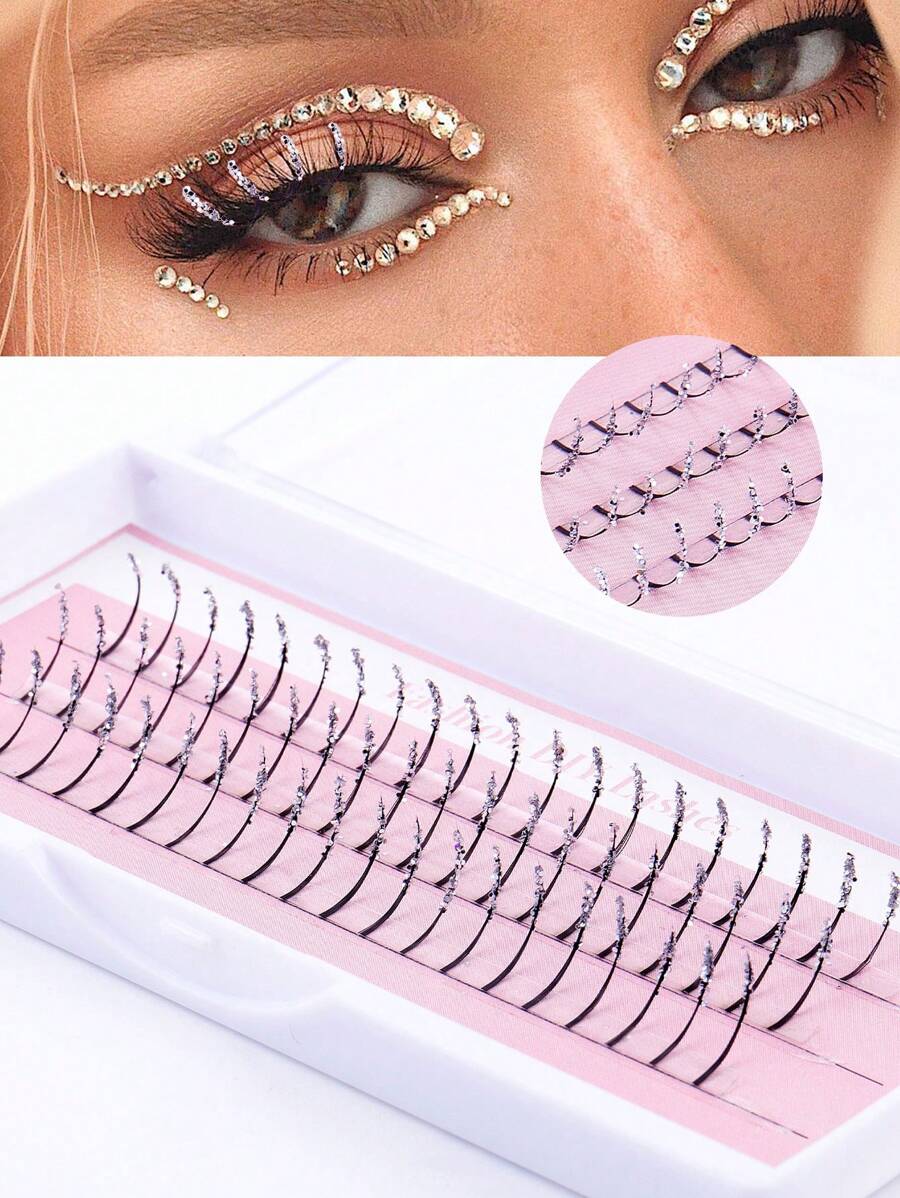 60-Cluster Sectional Lower False Eyelashes With Sparkling Sequins ...
