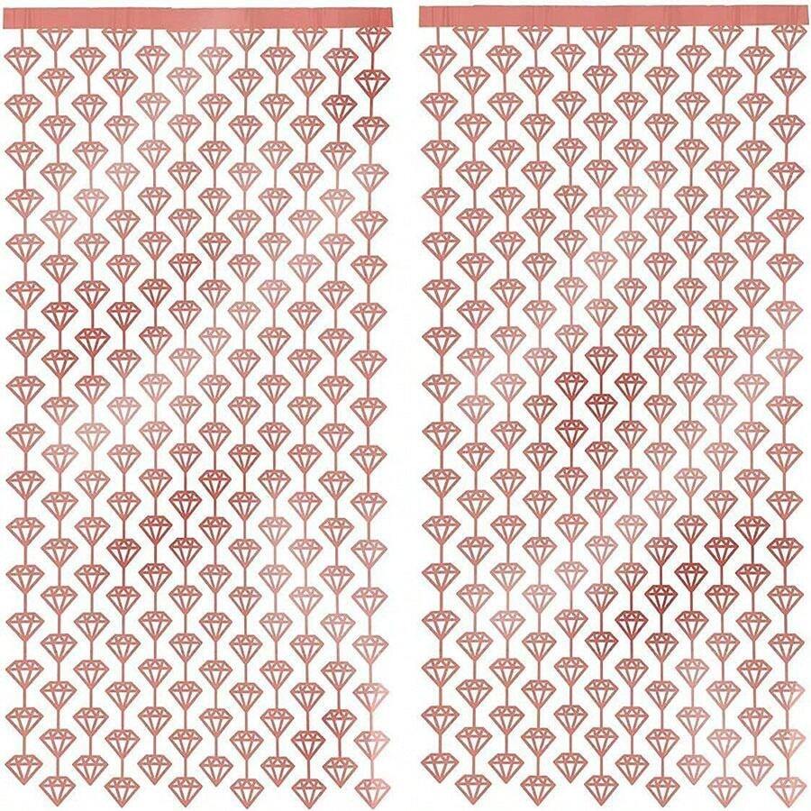 Rose Gold Diamond Curtain Shiny Metallic Fringe Backdrop Bachelorette ...
