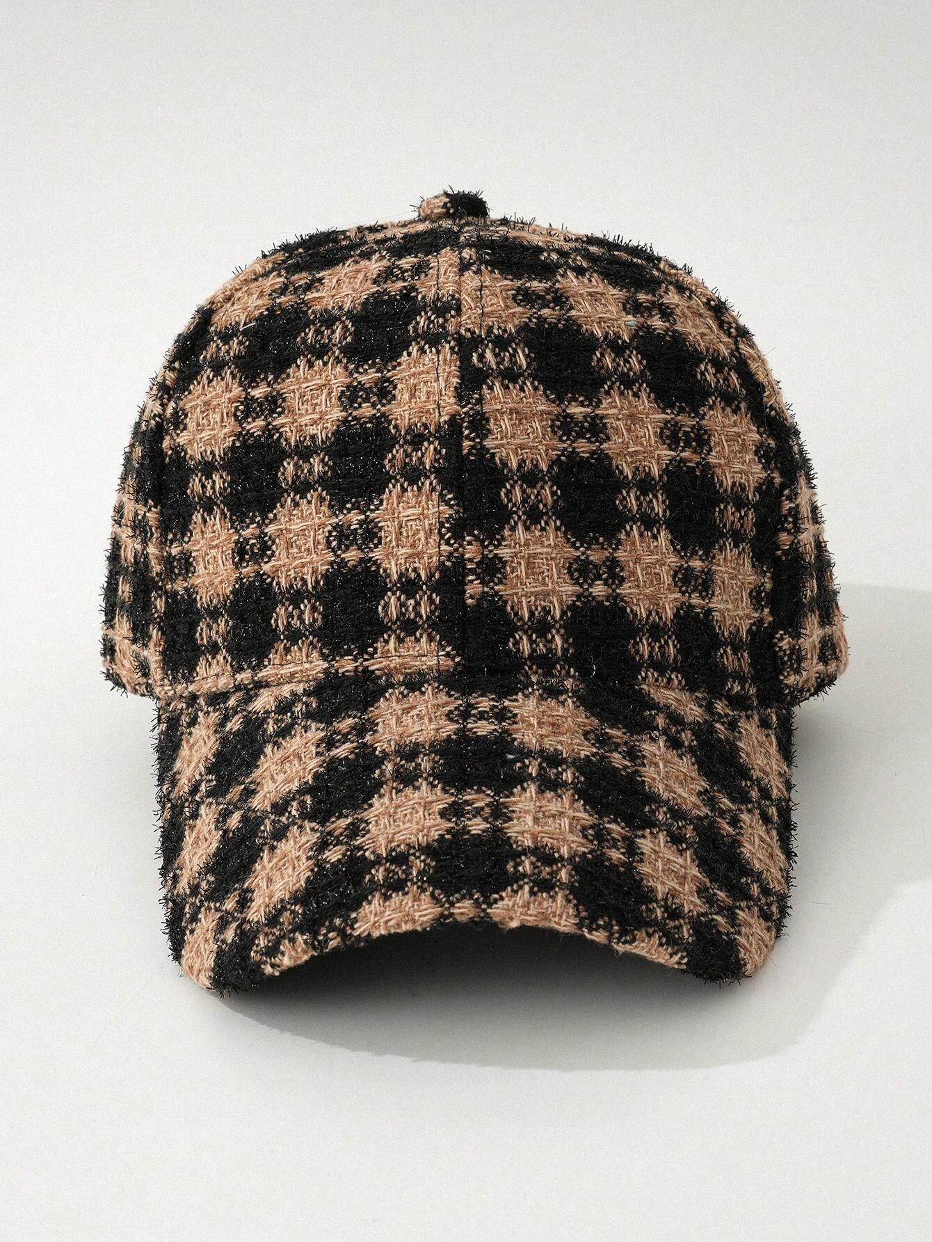 1pc Unisex Adjustable Yellow Houndstooth Baseball Cap, Featuring Unique ...