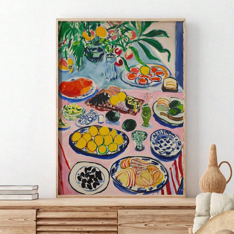 1pc, Food Printable Art, Abstract Kitchen Painting, Tapas Poster Wall ...