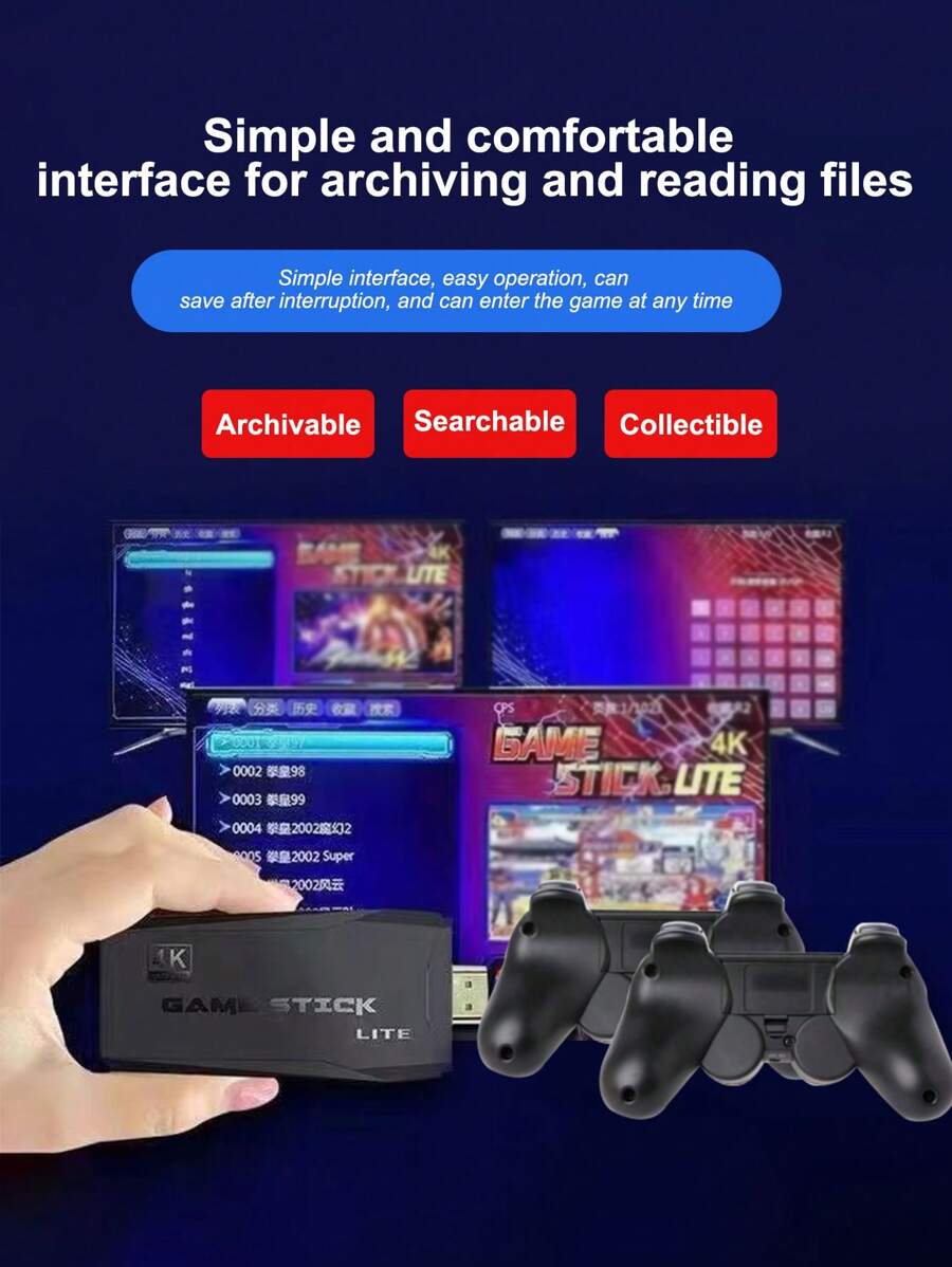 Console De Jeu Tv Rétro 4k Double Télécommande Sans Fil Contrôleur De