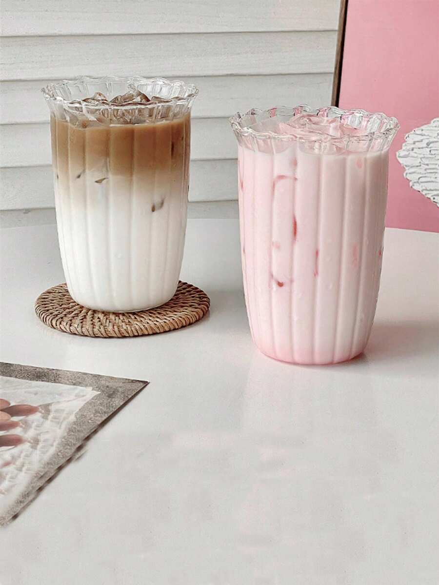 Striped Glass Juice Cup, Heat-Resistant Borosilicate Glass, Transparent ...