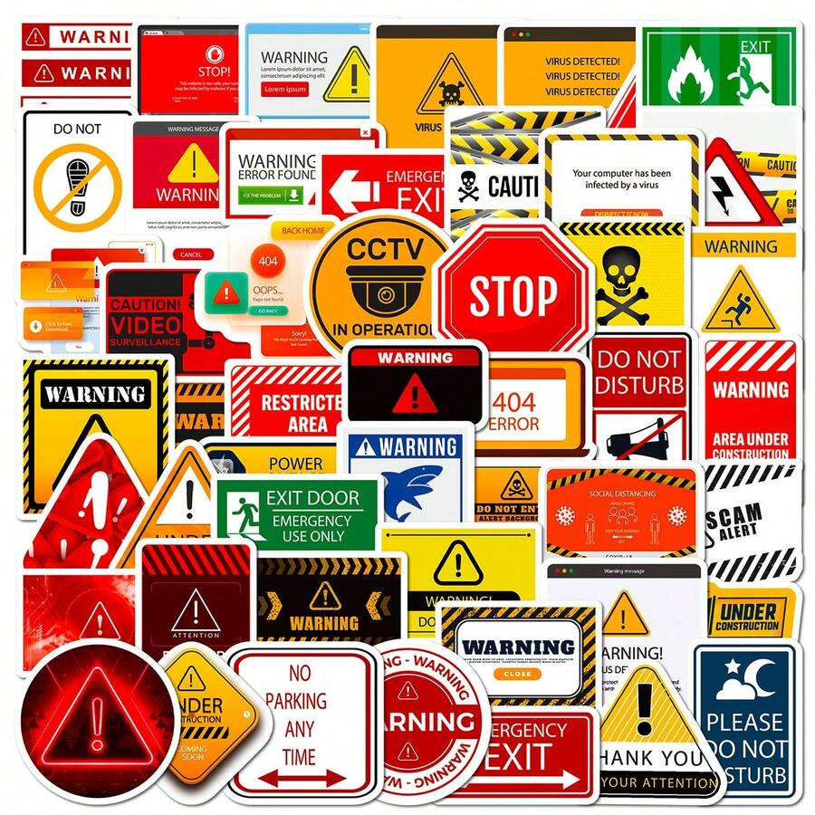 50pcs Etiquetas Adesivas de Mensagem de Aviso, Para DIY em Bagagem ...