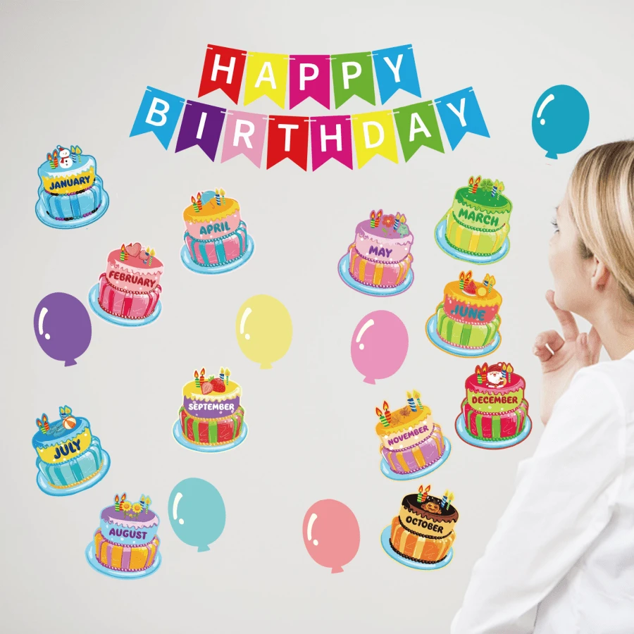 31pcs Happy Birthday Bulletin Board Set Classroom Banner Calendars ...