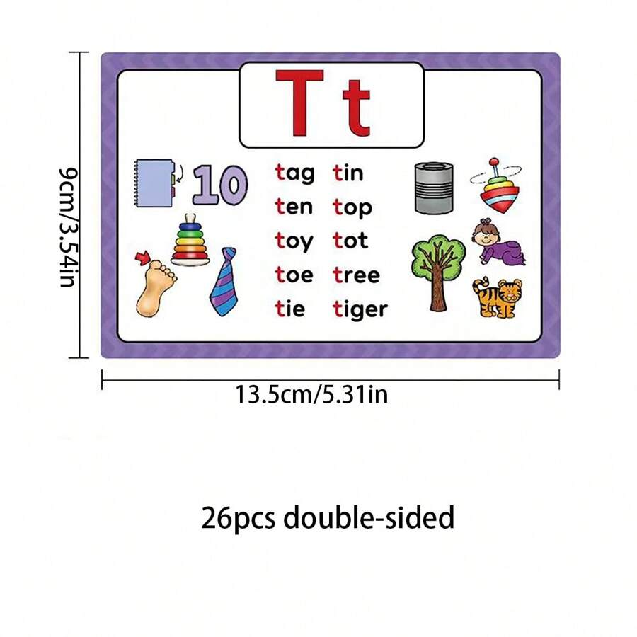 26 Alphabet Phonics Flashcards For Kids Early English Learning ...