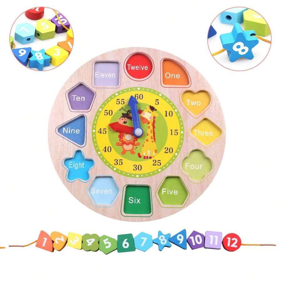 Learning Clock Clock Toy Made Of Wood, Educational Game Made Of Wood ...