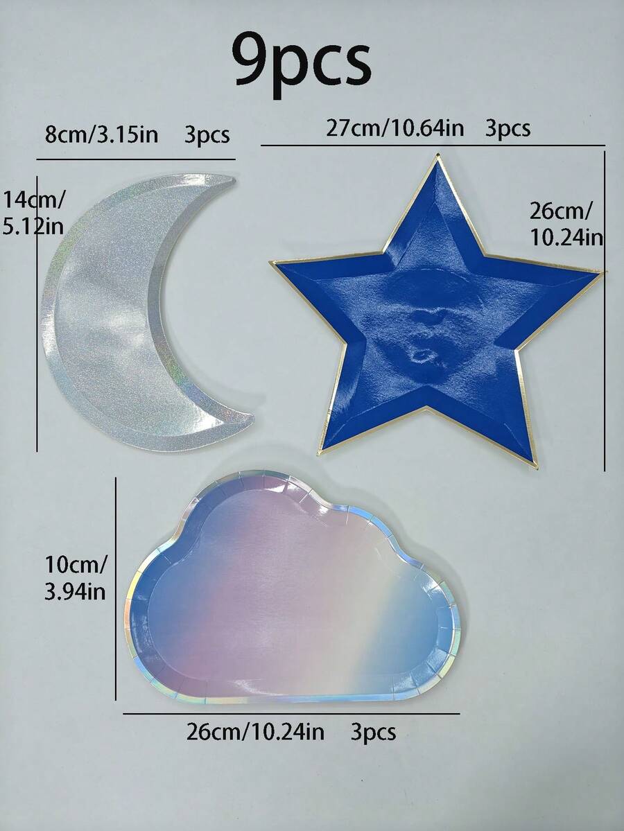 Disposable High-End Paper Plates With Unique Stars, Moon, Cloud Shapes ...