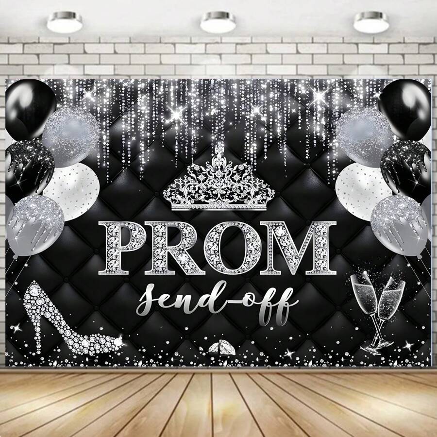 2024 Prom Night Backdrop Silver Glitter High Heels Prom Graduation Prom ...
