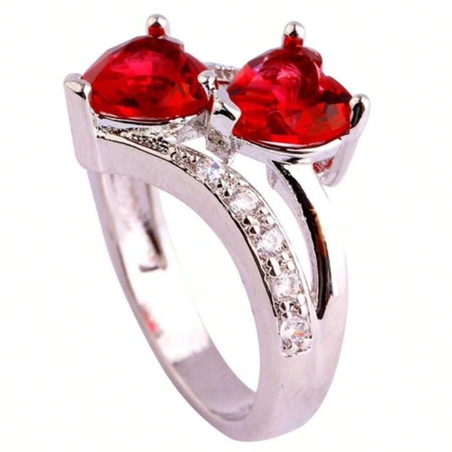 Neutral Bohemian Style Heart Shaped CZ Engagement Ring, Forever Love ...