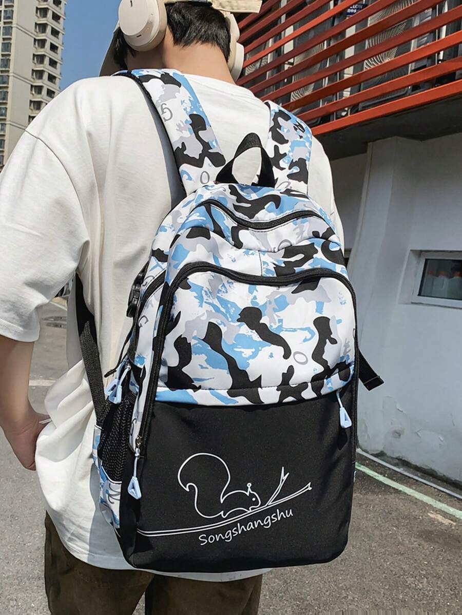 Boys School Backpack, Teenager Campus Backpack, Black Double-Shoulder ...