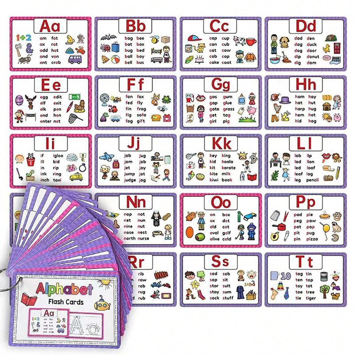 26 Alphabet Phonics Flashcards For Kids Early English Learning ...