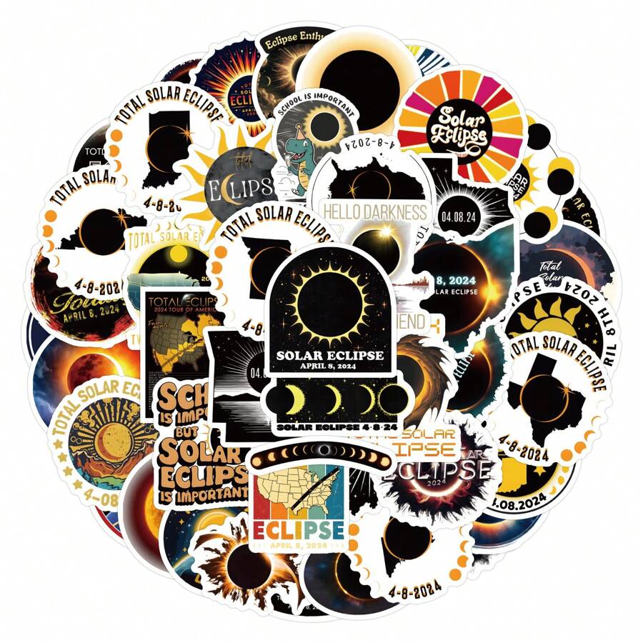 55PCS Solar Eclipse Stickers Solar Eclipse Stickers 2024 Solar Eclipse ...