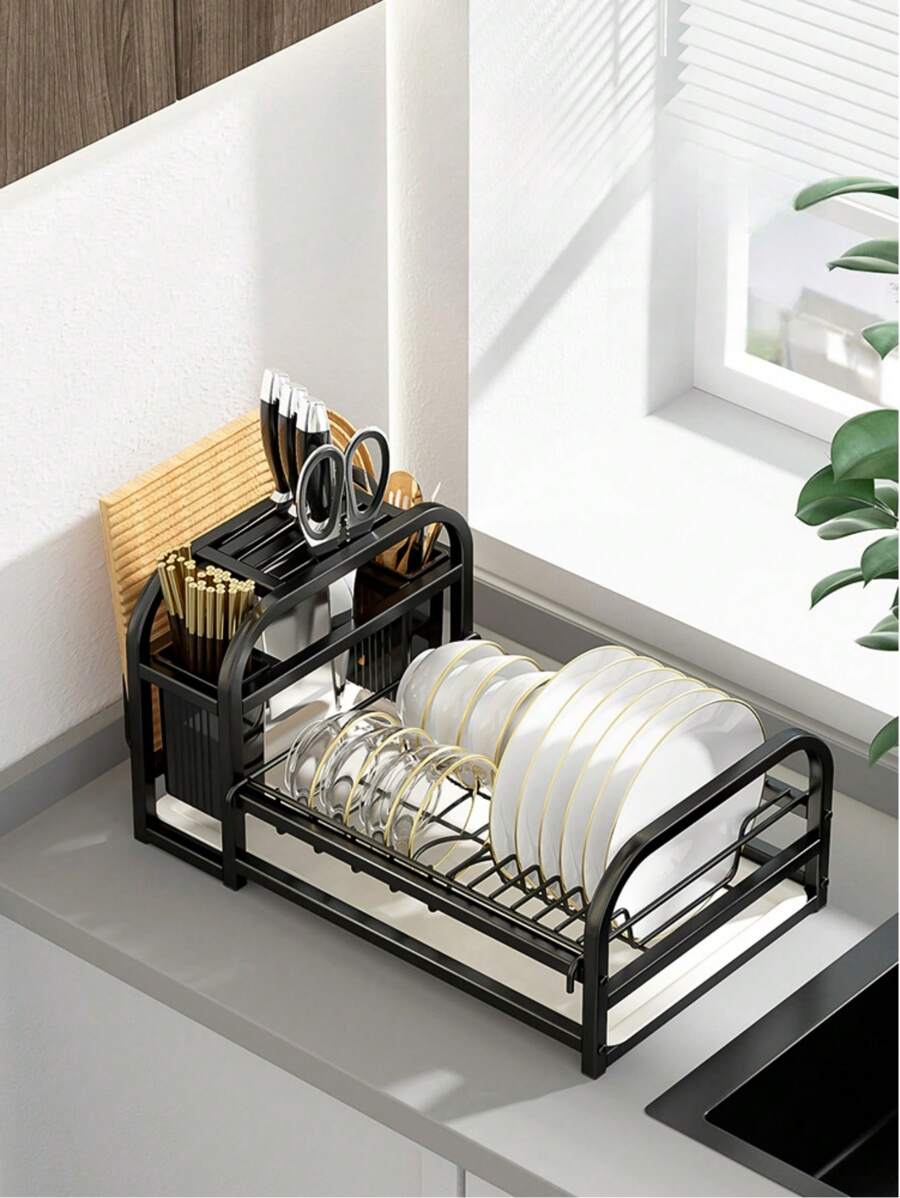 Stainless Steel Kitchen Utensils Dish Rack With Chopsticks, Knife ...