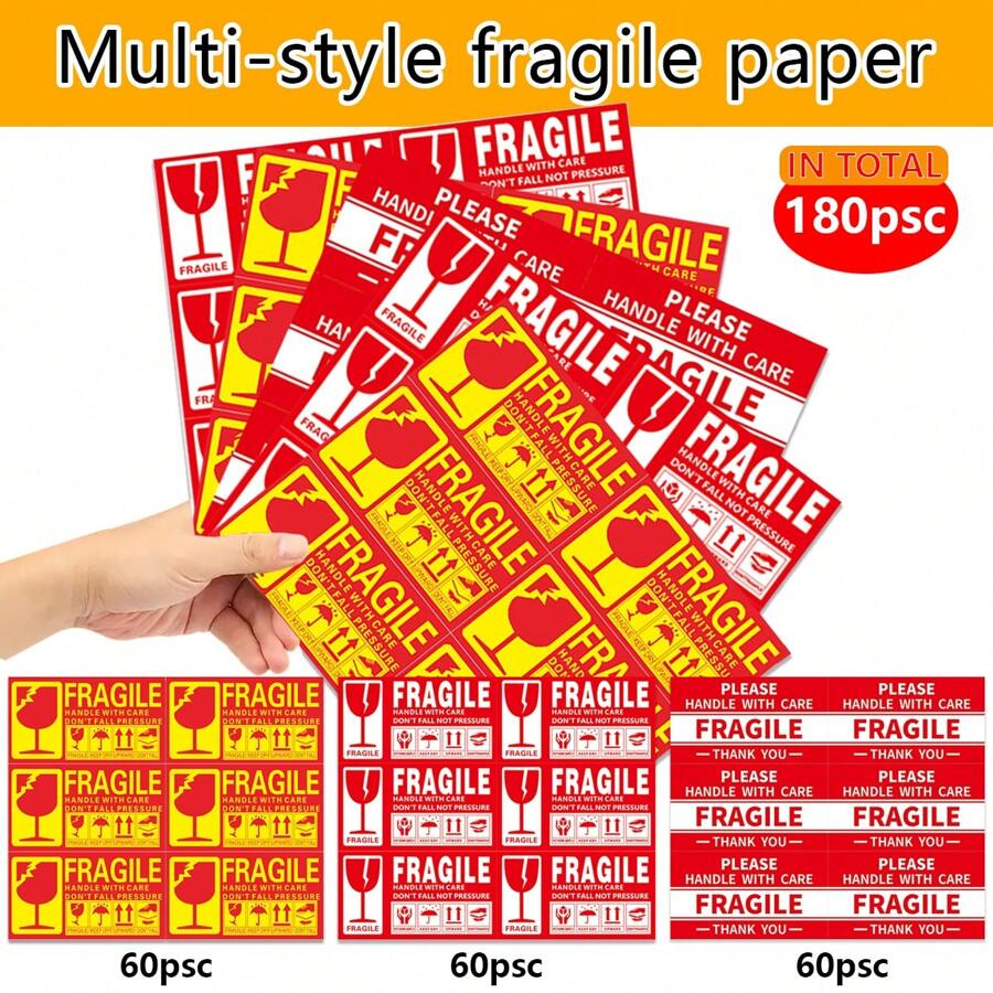 Multiple Styles Combination Handle With Care Fragile Labels, Moving ...