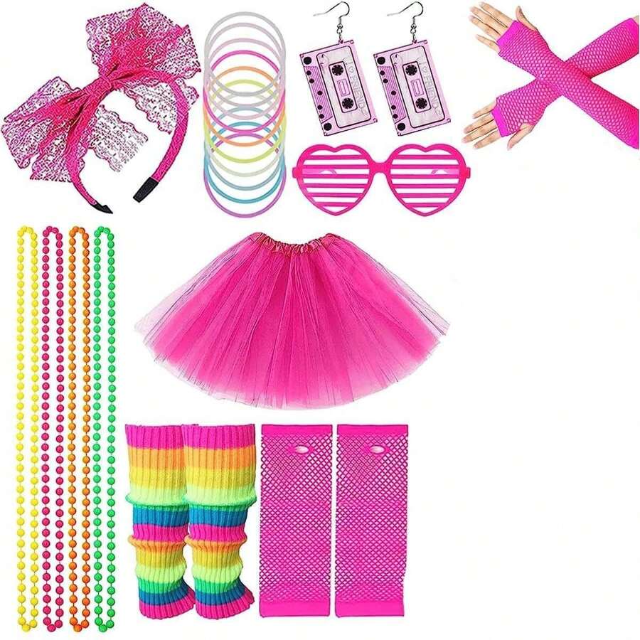 23pcs 80s Costume Accessories Set For Women, 80s Theme Party Outfit ...