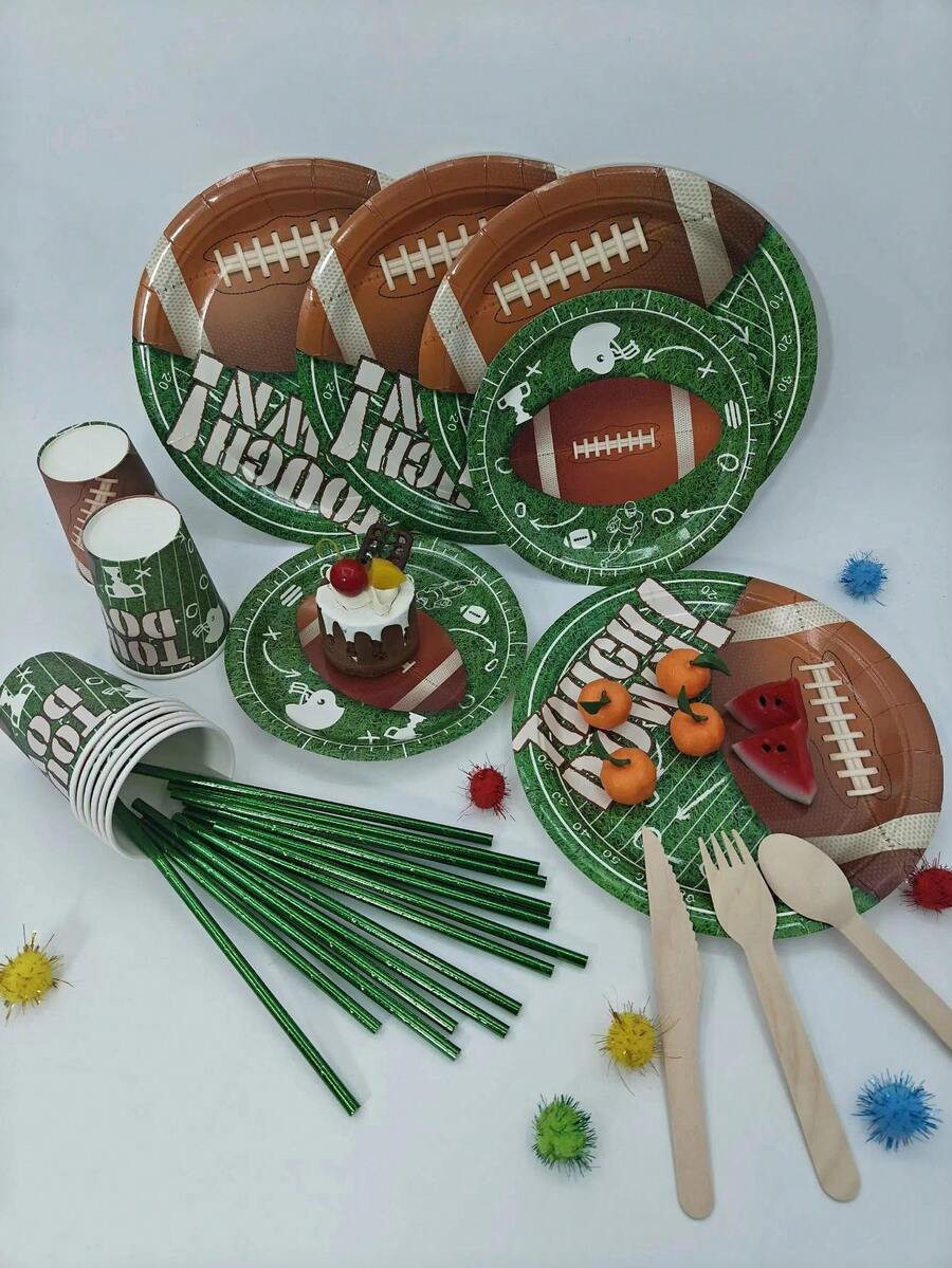 Disposable Football Series Paper Plates, 85pcs, For Parties, Birthdays ...