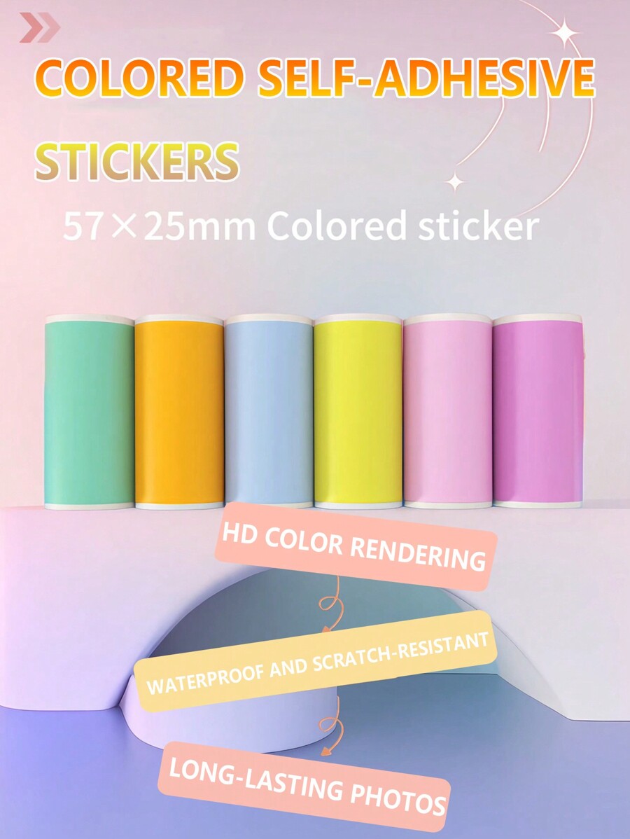 Color Mini Printer Paper 57 X 25mm Thermal Label Paper ,Sticker, Color ...