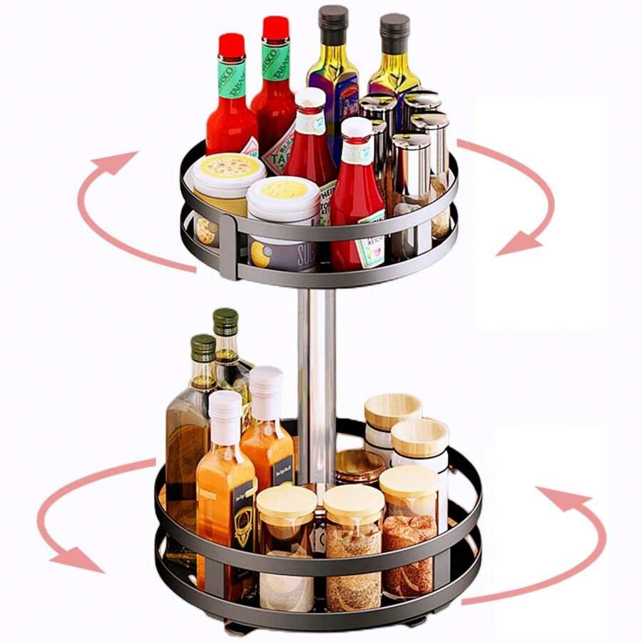 Rotating Spice Rack, Multi-Layer Tier Slouchy Susan Turntable, Rotates ...