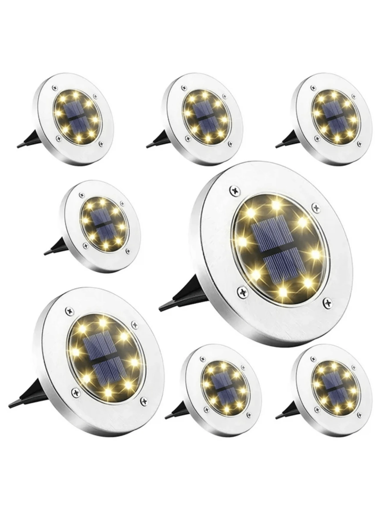 Outdoor Solar Ground Lights - 8LED Waterproof Solar Garden Disk Light ...