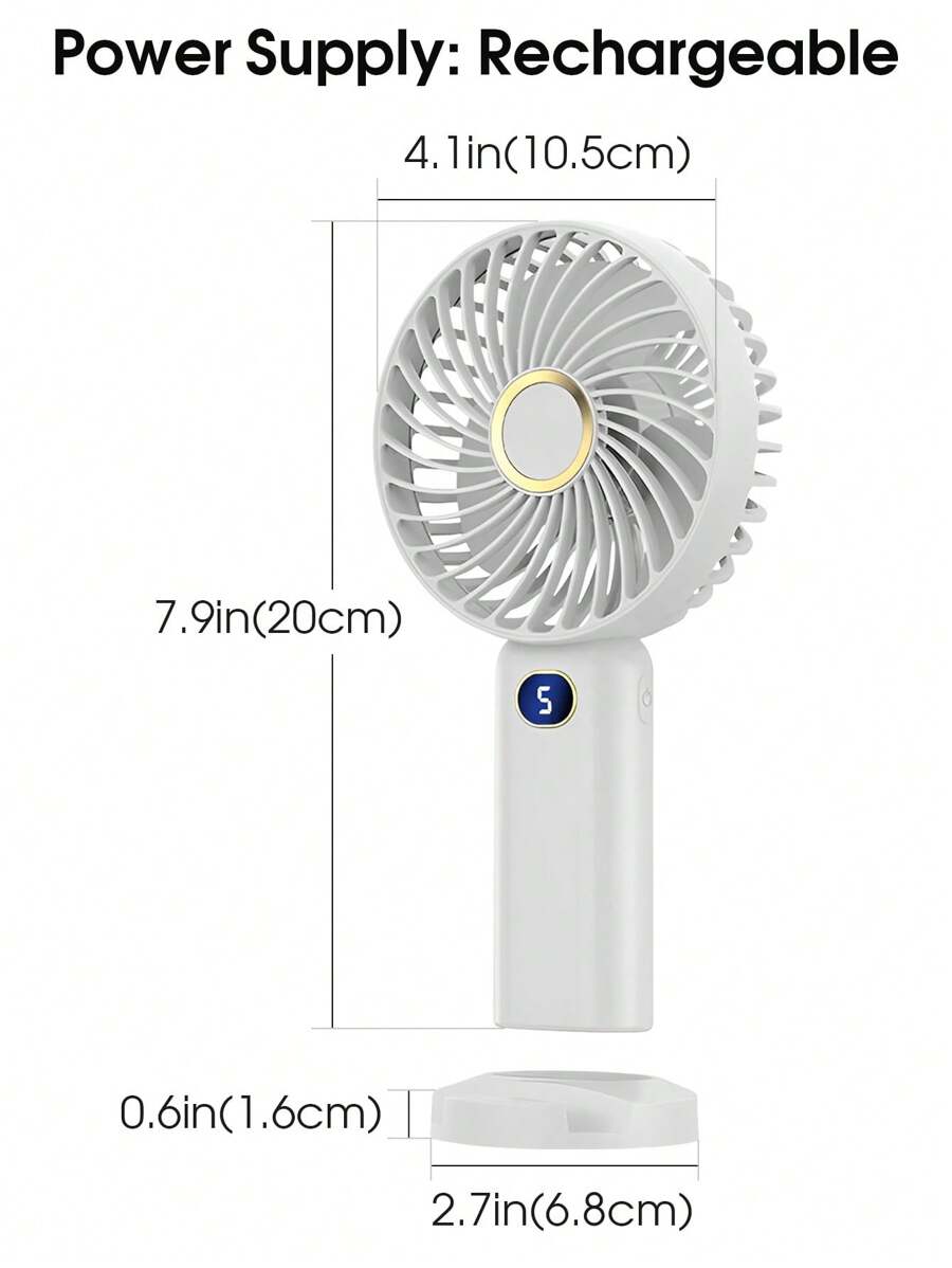 Mini Handheld Fan With 5 Speeds Wind Display, Portable & Quiet Fan For ...
