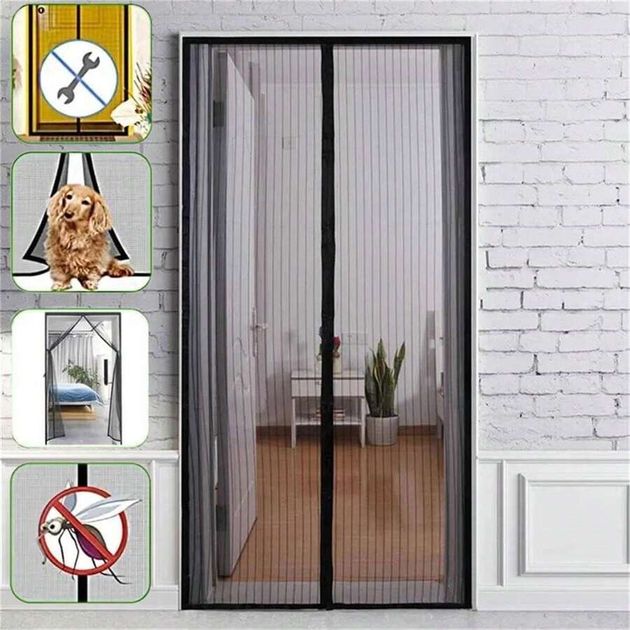 1pc Magnetic Self-Sealing Heavy Duty Screen Door, Magnetic Closure Keep ...
