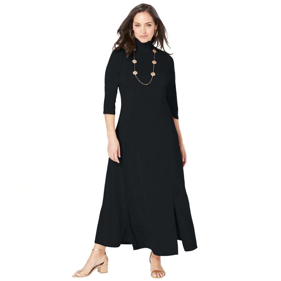 Jessica London Women's Plus Size Mockneck Slit Maxi Dress | SHEIN USA