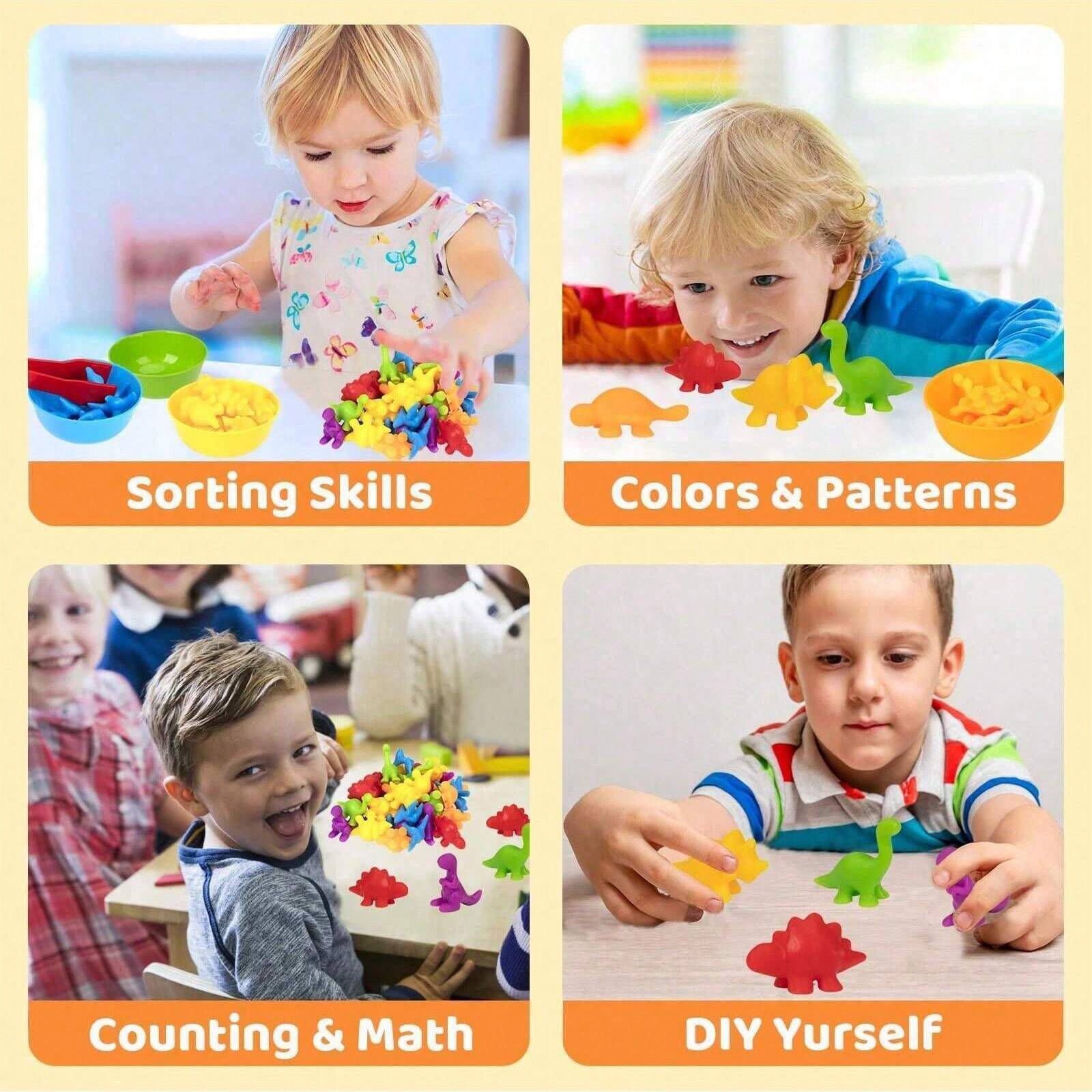 56 Pieces Montessori Math Toys, Dinosaur Counting Color Recognition Toy ...