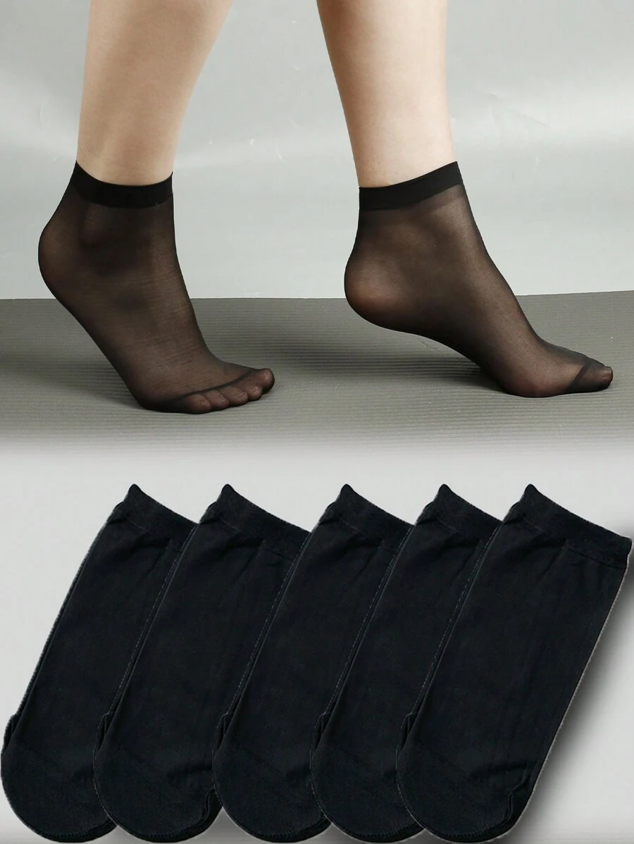 5 Pairs Men's Thin Sheer Mesh Casual Daily Versatile Ankle Socks ...