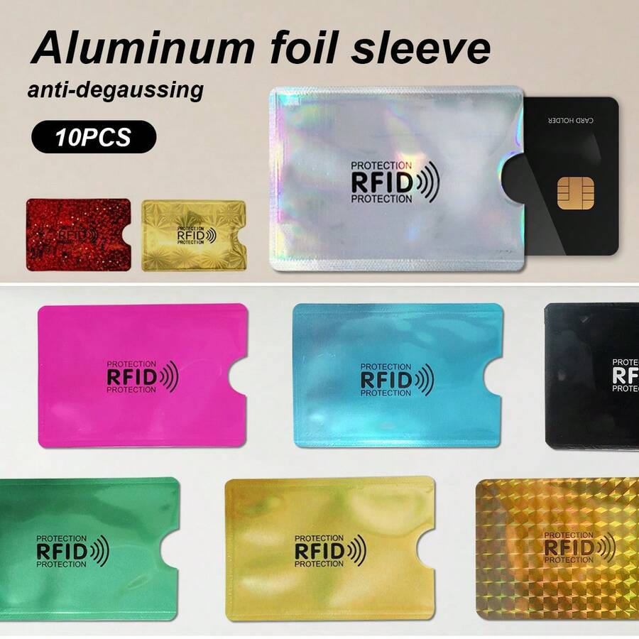 10PCS Anti-Degaussing ID Card Bank Card Sleeve Anti-Scanning Aluminum ...