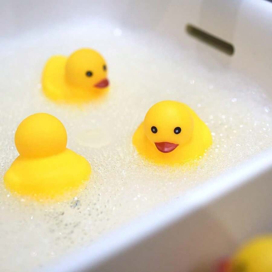 10 PCS Mini Rubber Duck Bath Duck Toys ,Squeak And Float Yellow Ducks ...