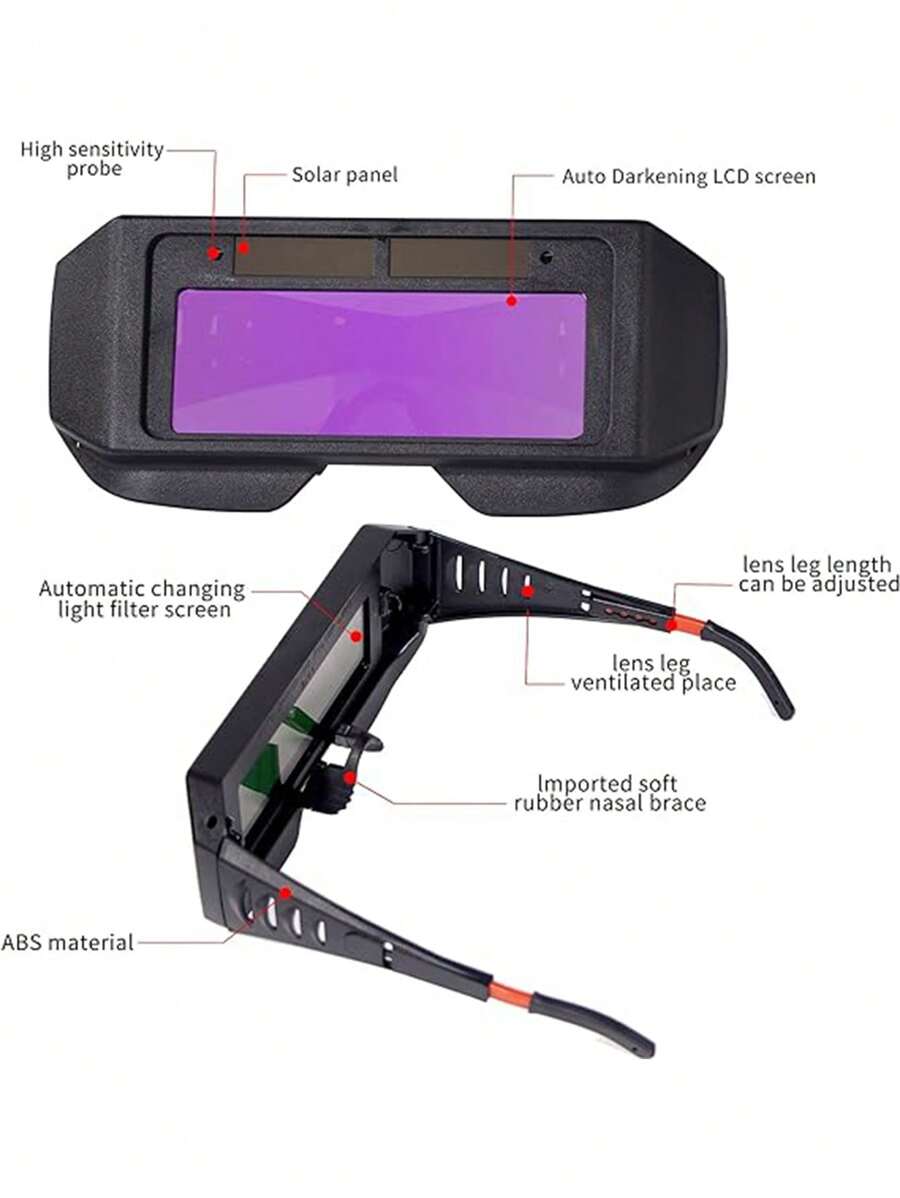 Welding Glasses Automatically Darken, Solar Welding Goggles, Adjustable ...