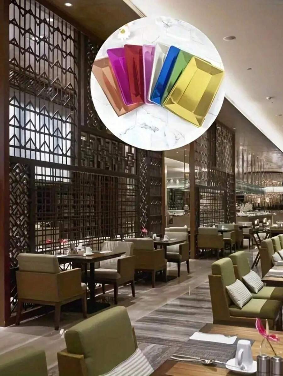 High-End Paper Plates, Rectangle Shaped, 8pcs, Suitable For Birthdays ...