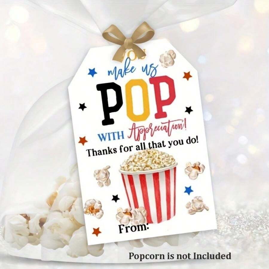 20pcs Popcorn Thank You Labels, Teacher Thank You Labels, Popcorn Gift ...