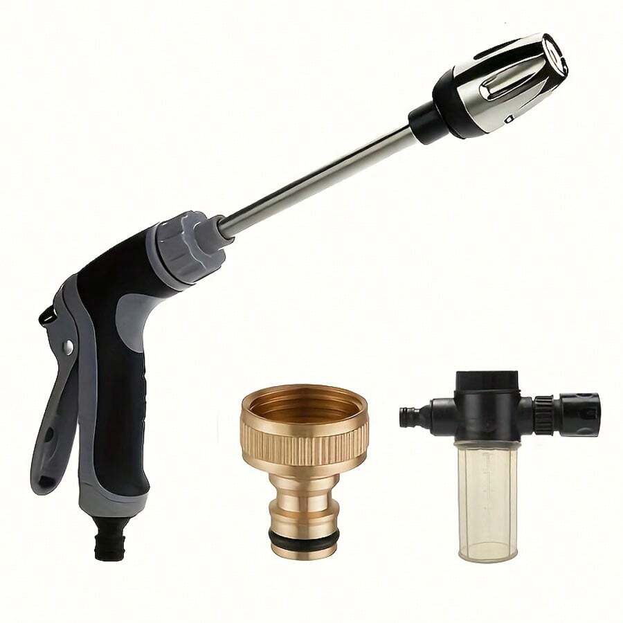 1pc Metal Garden Hose Nozzle With Extendable Plastic Coated Rod Handle ...