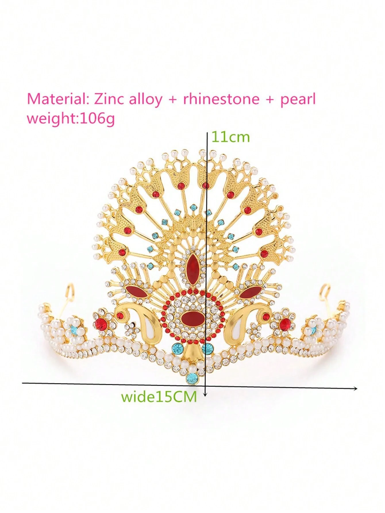 One Exaggerated Alloy Crown With Full Diamond For Women - Arabic Bridal ...
