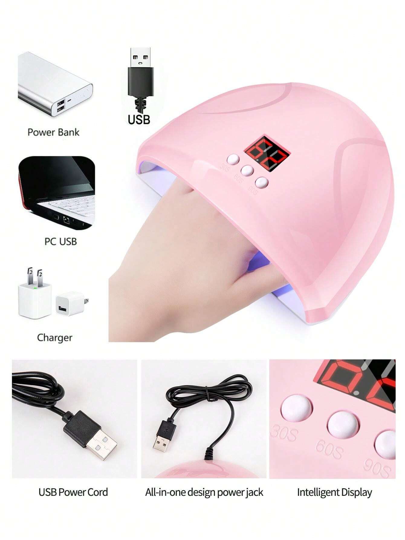 UV LED Gel Nail Polish Lamp Professional Nail Dryer Plastic Shell Gel ...