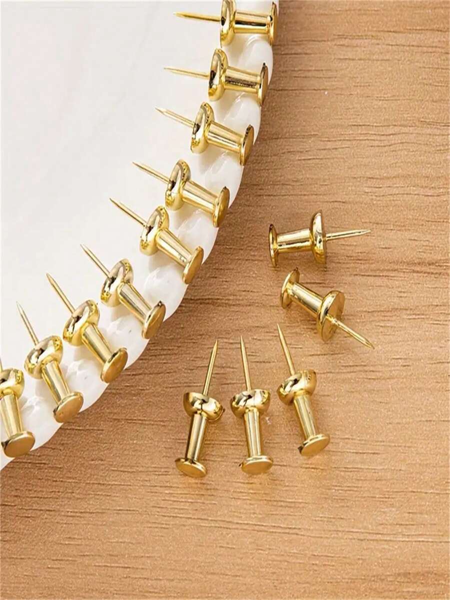 100pcs Gold Color Push Pins, Standard Plastic Gold Thumbtacks For ...