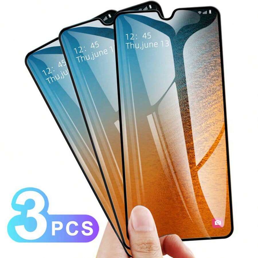 3 Pcs Black Screen Protector Tempered Glass Screen Protective Compatible With Samsung Galaxy A15 ...