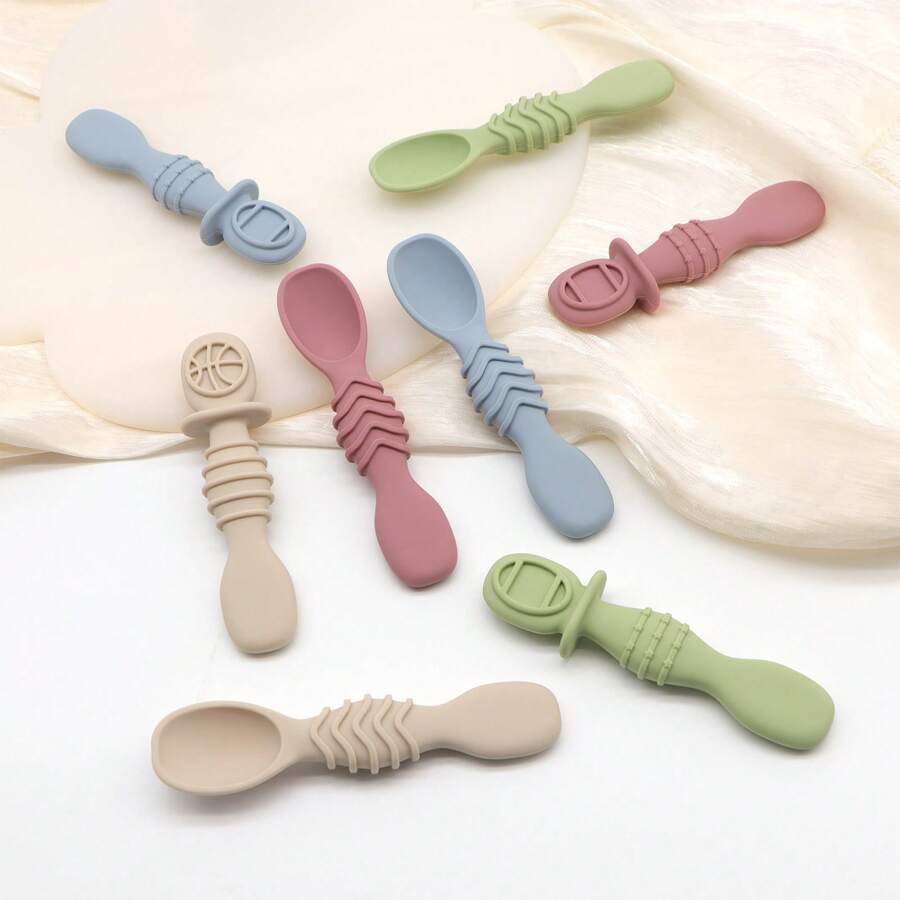 1 Pack Silicone Baby Feeding Spoon, Self Feeder, Silicone Chewing Spoon ...