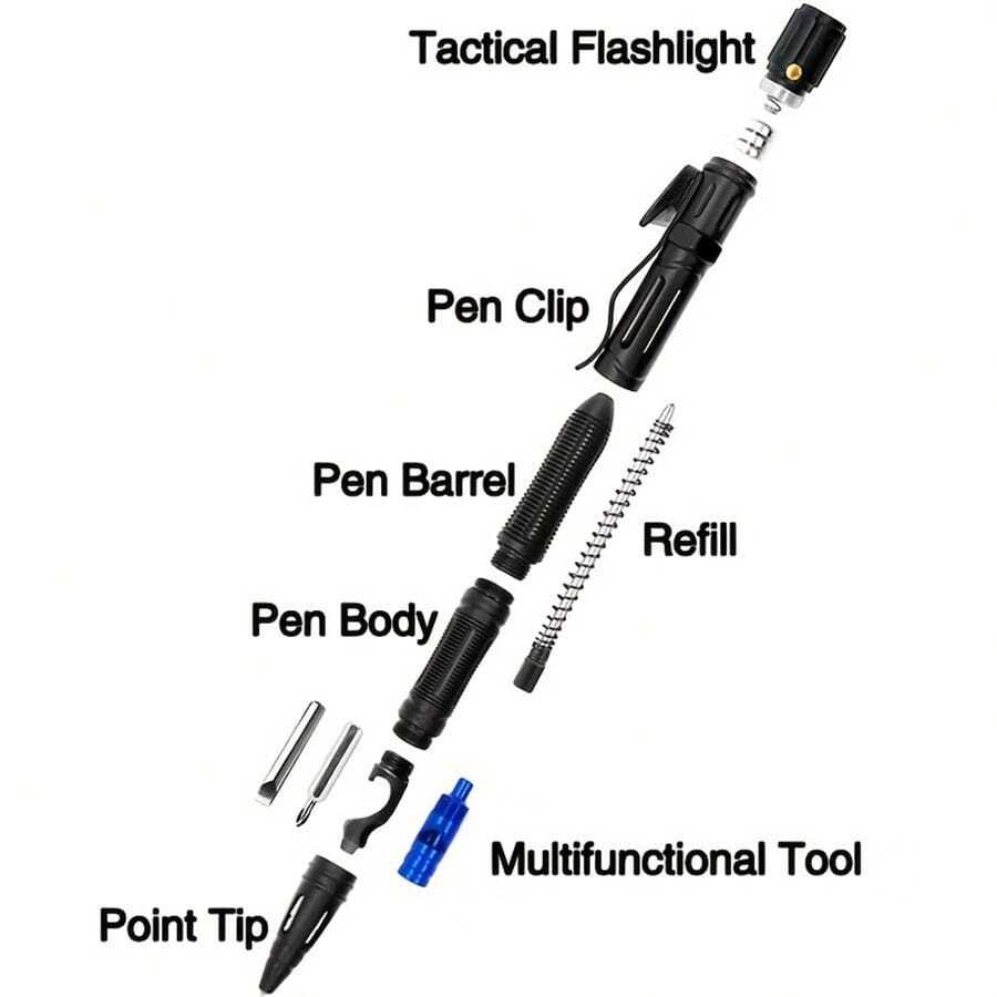 10 In 1 Tactical Pen Survival Multitool, LED Flashlight, Bottle Opener ...