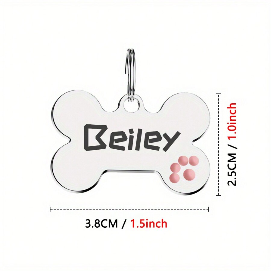 1pc Personalized Dog Tag With Engraved Bone Shaped Pendant, Bell Dog ...