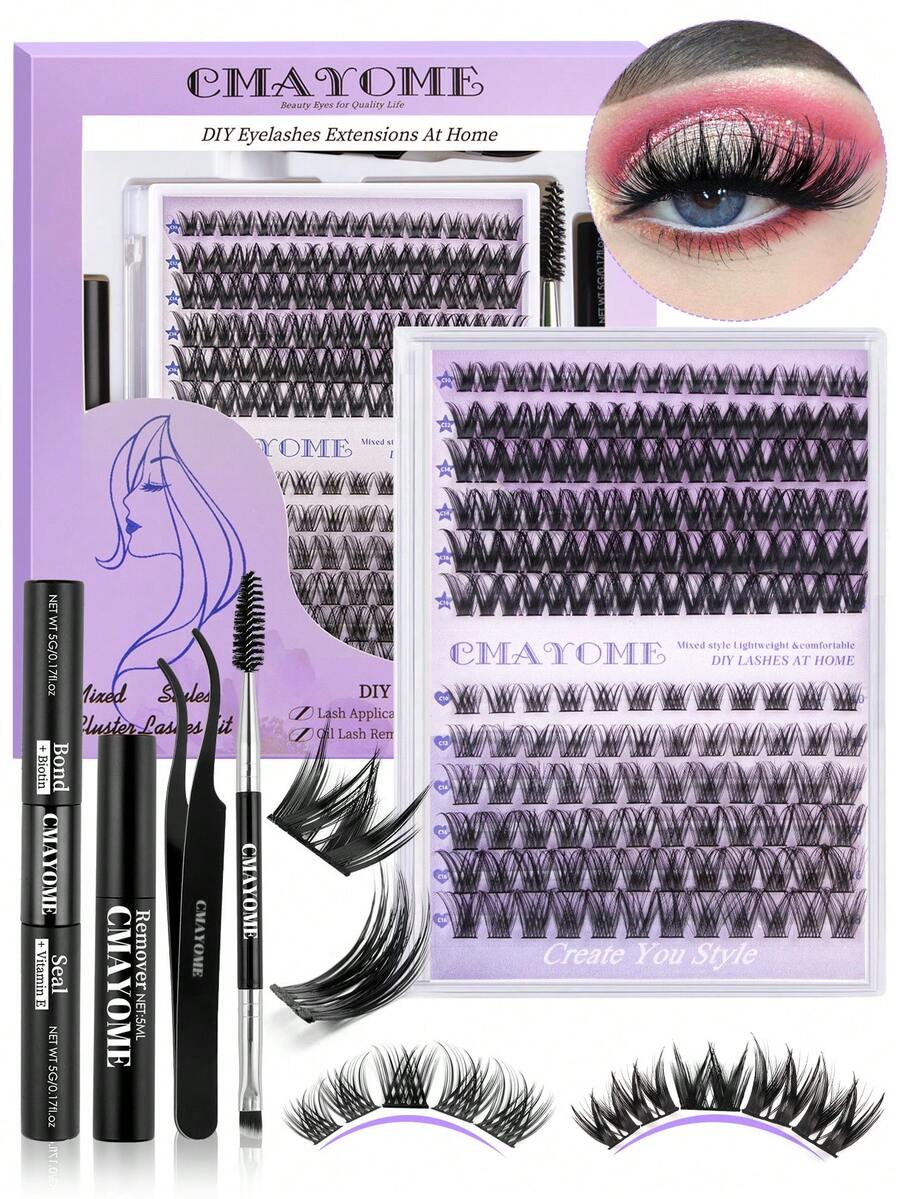 Diy Lash Extensions Kit With 126 Clusters Of Mixed Style Eyelashes ...
