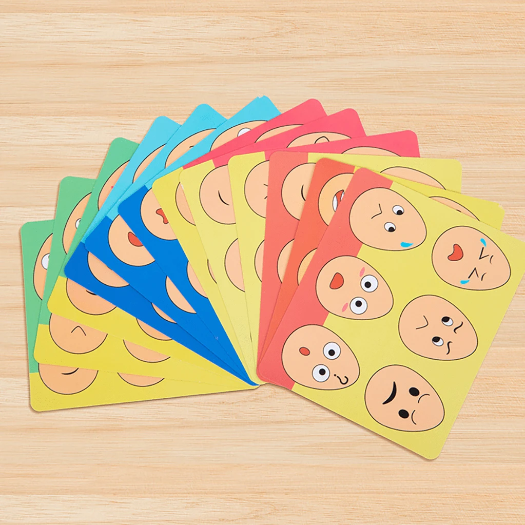 Wooden Children Educational Emotion Expression Matching Game Toys, 10 ...
