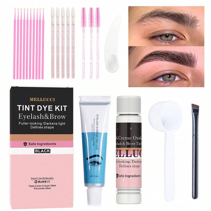 Lash Tint Kit Brow Tint Kit Black Color, Professional Eyebrow & Eyelash ...