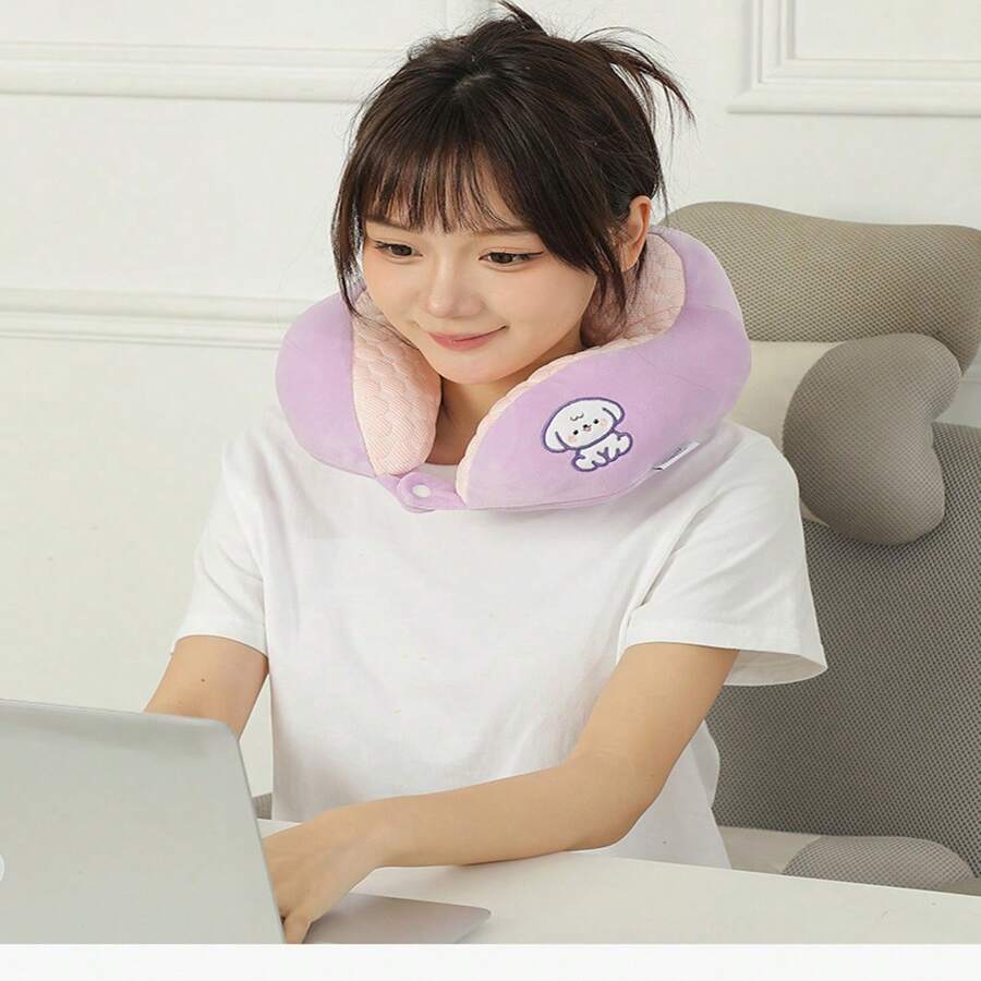1pc Hump U Shaped Neck Pillow Cartoon Cute Travel Pillow Office Nap