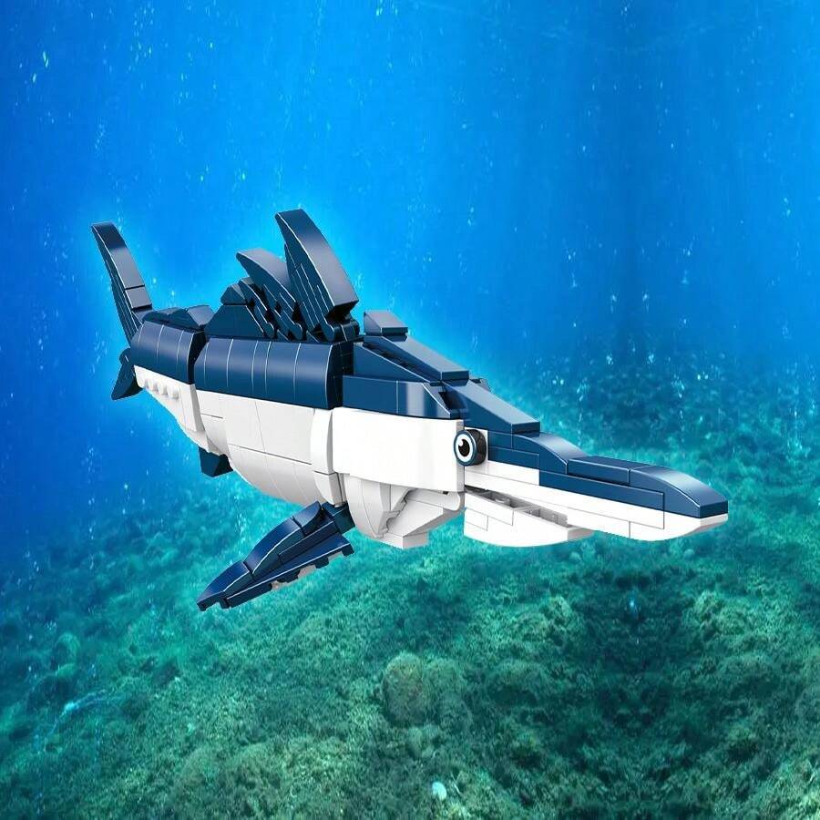 Transformable Mecha Ocean Animal Marlin DIY Building Block Toy Set ...