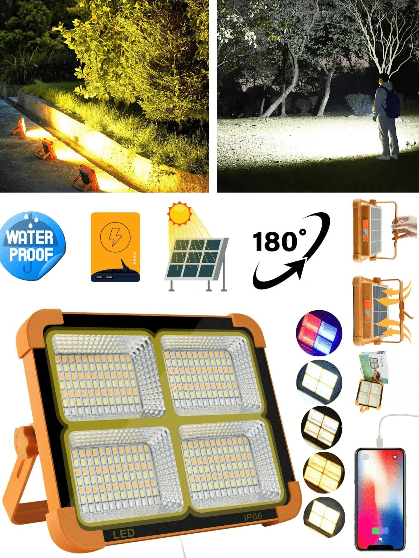 Portable LED Work Solar Light 2000W 12000mAh 3000 LM With Stepless ...