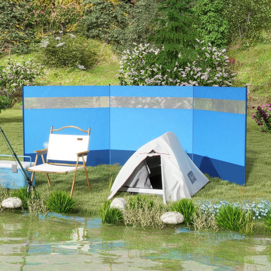 Outsunny Camping Windbreak, Windbreaker Blocker With Clear Windows ...